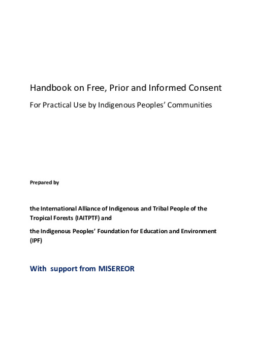 Handbook on Free, Prior and Informed Consent For Practical Use by ...