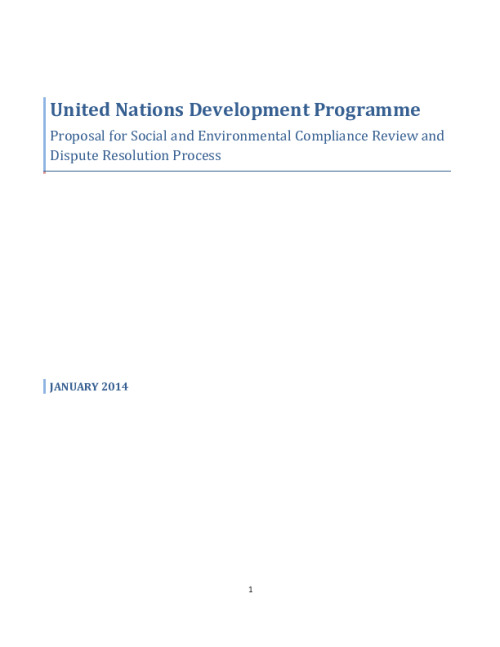 UNDP Social and Environmental Compliance Review and Dispute Resolution ...