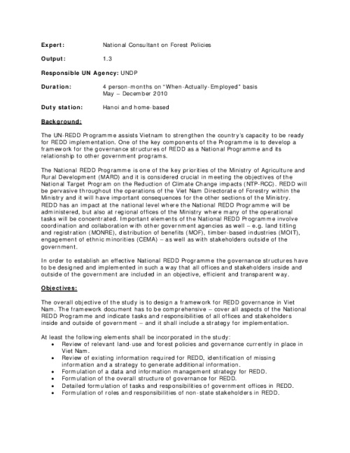 NC Forest Policies | UNREDD Programme