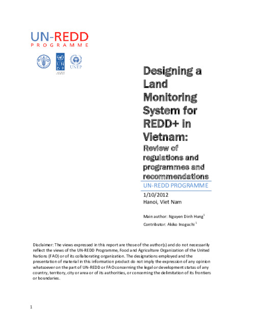 Designing a Land Monitoring System for REDD+ in Vietnam Review of ...