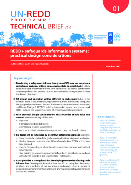 Technical Brief #1 v2.0: REDD+ Safeguards Information Systems ...