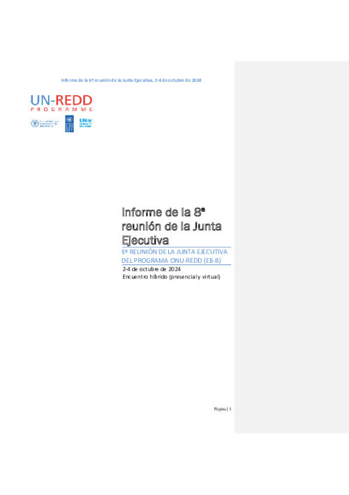 Informe de la octava reunión de la Junta Ejecutiva(Final).pdf | UNREDD ...